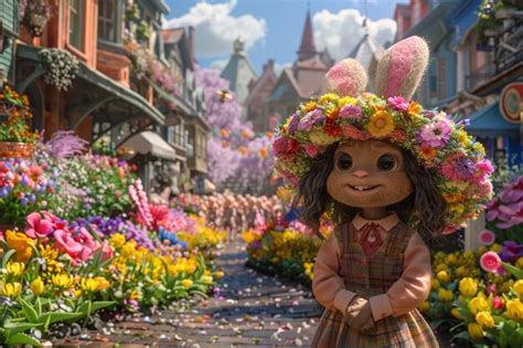 A 3d Easter Parade Scene Premium Ai Generated Image