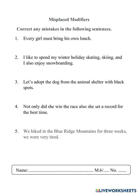 Misplaced Modifiers Worksheets Worksheets Library