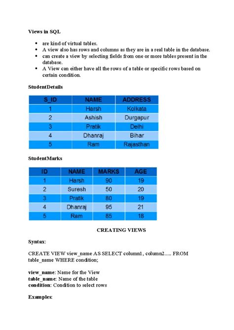 Views In Sql Are Kind Of Virtual Tables A View Also Has Rows And Columns As They Are In A Real