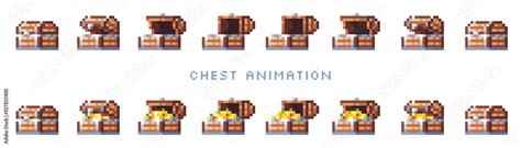 Vetor De Pixelated Treasure Chest Animation Game Sprite Of Opening A