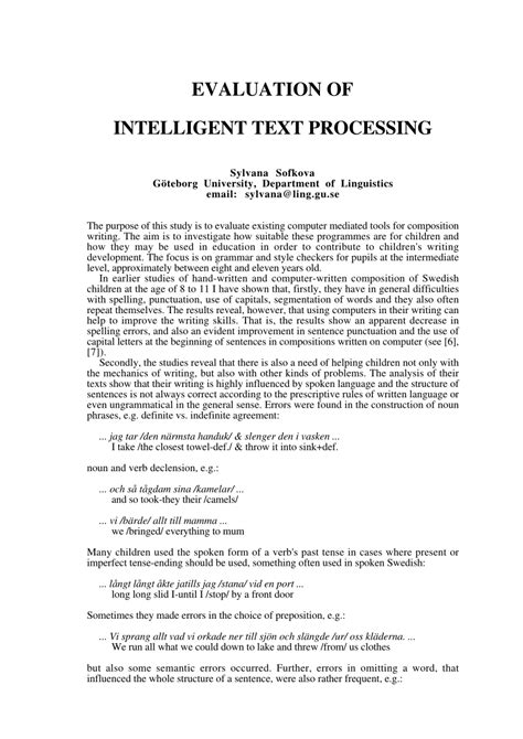 Pdf Evaluation Of Intelligent Text Processing