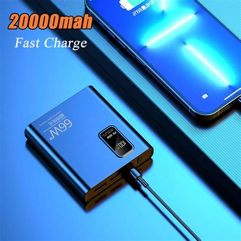 휴대폰용 휴대용 외장 배터리 팩 보조베터리 66w 초고속 충전 보조베터리 20000mah Pd20w 디지털 디스플레이 Aliexpress