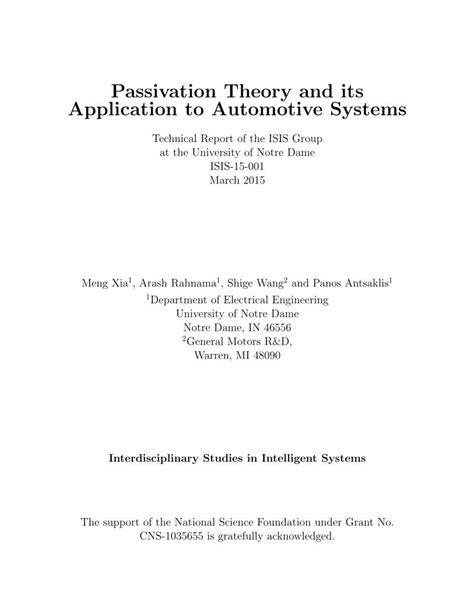 Pdf Passivation Theory And Its Application To Automotive Systems Dokumentips