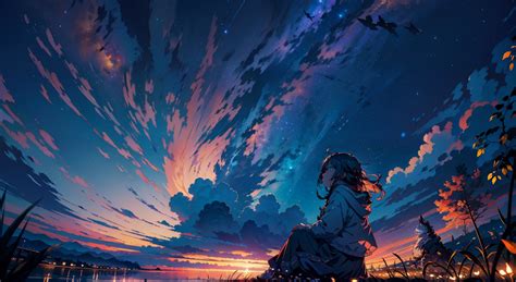 1280x700 Resolution Anime Girl Looking For Sunset 1280x700 Resolution
