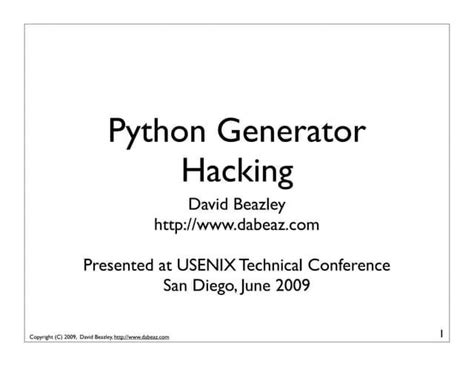 Python Generator Hacking Slides Rpython