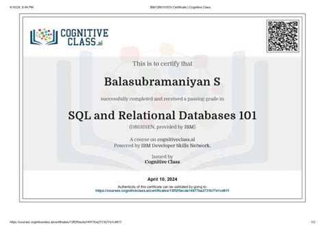 I Earned My Sql Certification Balasubramaniyan S Posted On The Topic
