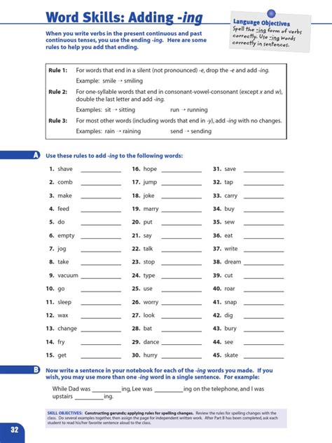 Ing Rules Worksheet Sentence Linguistics Linguistic Morphology