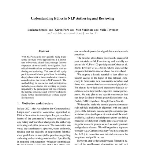 Understanding Ethics In NLP Authoring And Reviewing ACL Anthology
