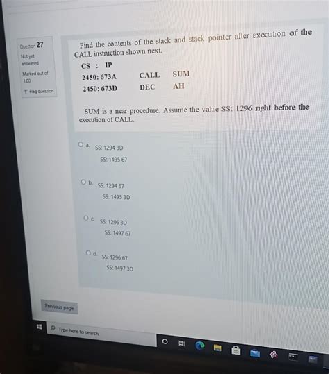 Solved Queston 27 Find The Contents Of The Stack And Stack