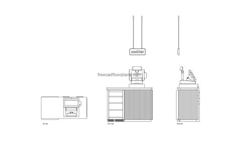 Small Cashier Counter Free Cad Drawings