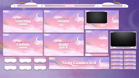Kawaii Twitch Overlay Package Stream Overlay Green Vtuber Off