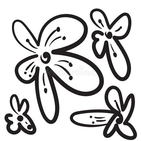 Hand Drawn Flower Isolated Doodle Sketch Of Flowers Blossom Scribble