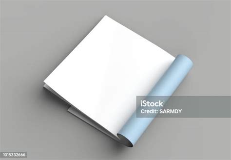 잡지 브로셔 또는 카탈로그 회색 배경에 고립 된 왼쪽된 페이지를 모의 광장 3 차원 일러스트 레이 션 0명에 대한 스톡 사진 및 기타 이미지 Istock
