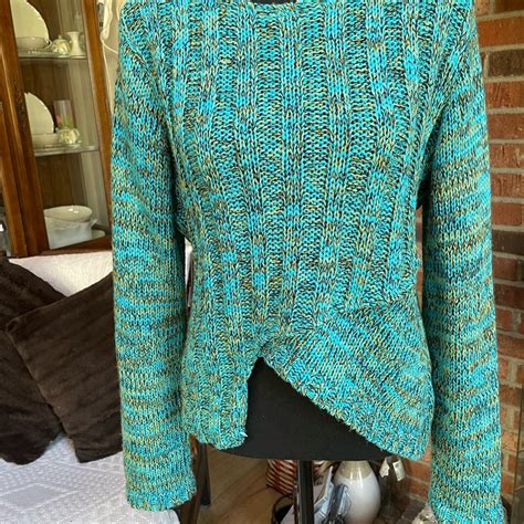 Turquoise Long Sleeve Acrylic Sweater Gem