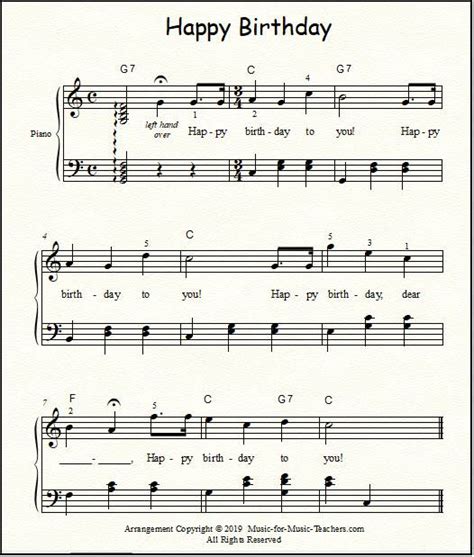Chords To Happy Birthday Piano Sheet And Chords Collection