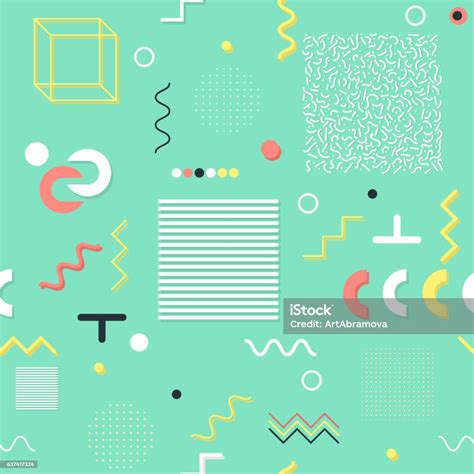 트렌디 한 기하학적 요소 카드 매끄러운 패턴 레트로 스타일 텍스처 1980 1989 년에 대한 스톡 벡터 아트 및 기타 이미지 1980 1989 년 1990 1999