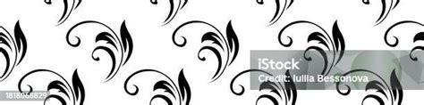 검은 양식의 줄기 잎 및 컬의 빈티지 이음매없는 식물 패턴 복고풍 스타일 벡터 배경 텍스처 0명에 대한 스톡 벡터 아트 및 기타 이미지 Istock