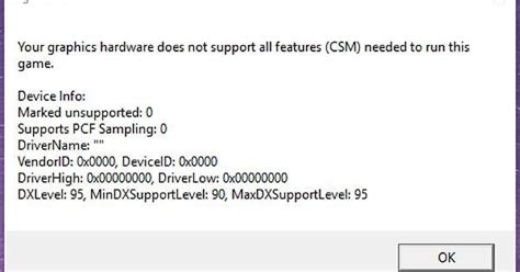 Csgo Your Graphics Hardware Does Not Support All Features Csm Needed To Run This Game R
