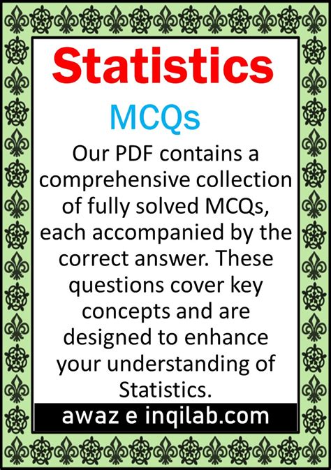 Download Statistics Most Important Mcqs Pdf Fully Solved Questions