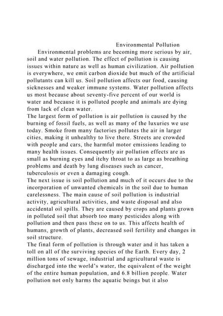 Environmental Concerns Affecting Our Planet Pdf
