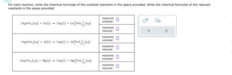 Solved For Each Reaction Write The Chemical Formulae Of The Chegg