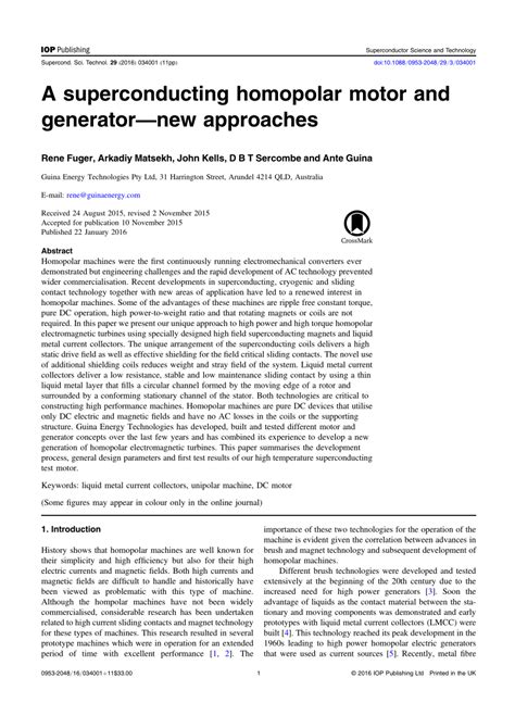 Pdf A Superconducting Homopolar Motor And Generator New Approaches