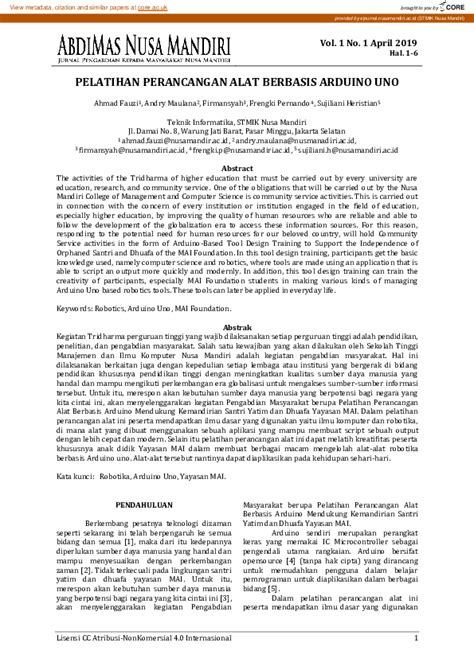 Pdf Pelatihan Perancangan Alat Berbasis Arduino Uno