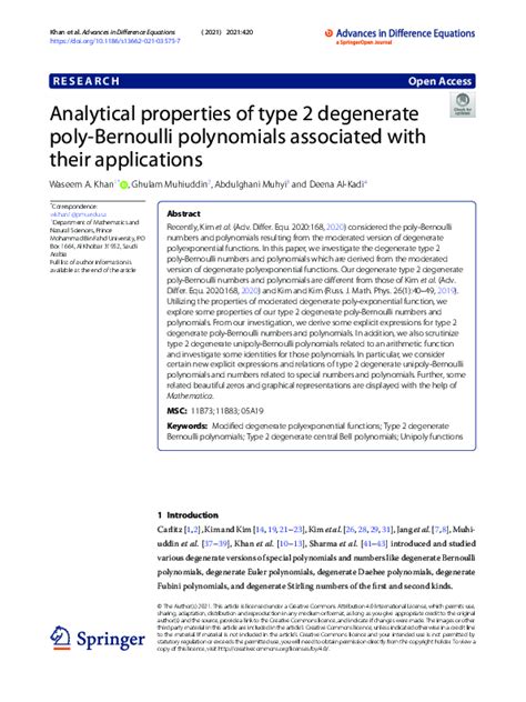 Pdf Analytical Properties Of Type 2 Degenerate Poly Bernoulli Polynomials Associated With