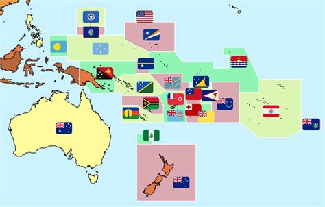 Oceania Flags Countries Australia And Oceania Political And Physical