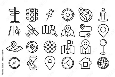 Navigation And Map Icon Set Map Pin And Location Route Map