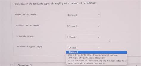 Please Match The Following Types Of Sampling With The Chegg