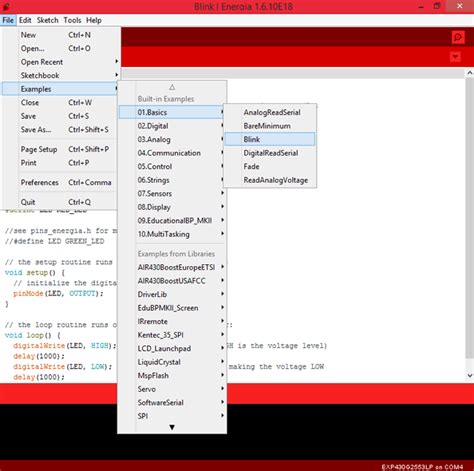 Getting Started With Msp430g2 Using Energia Ide Blinking An Led