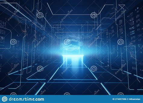 Cloud Computing Data Center Conceptual Illustration Generative AI Stock Illustration