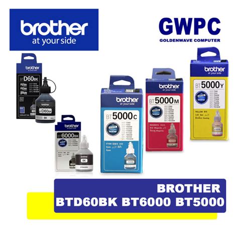 Brother BTD60Bk BT 5000 BT6000 Genuine Ink Bottle BT6000bk BTD60 BT5000 Black Cyan Magenta