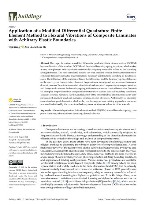 Pdf Application Of A Modified Differential Quadrature Finite Element Method To Flexural
