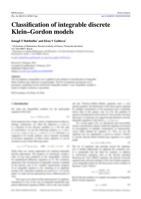 Solution An Algebraic Method For Classifying S Integrable Discrete