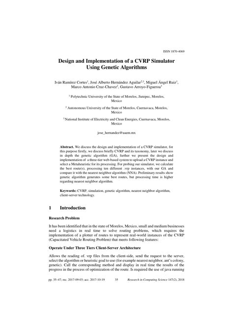 pdf design and implementation of a cvrp simulator using genetic