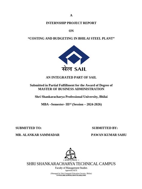 Final Report Bsp 1 1 Pawan Kumar Sahu Pdf Blast Furnace Coke Fuel