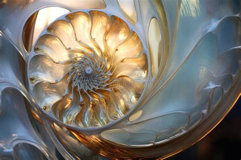 Close Up Of A Spiral Shell In A Glass Vase Nautilus Shell Closeup Of A Nautilus Shell Ai
