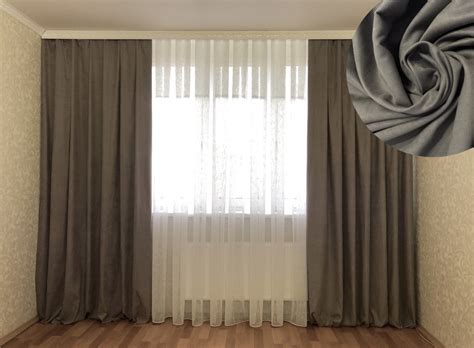 Комплект штор і тюлі Штори замш сірі 200 260 2шт Тюль льон білий 500