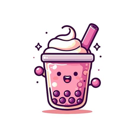 Premium Vector Cute Pink Boba Vector Ai Generated Image