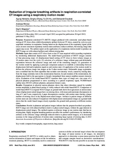 Pdf Reduction Of Irregular Breathing Artifacts In Respiration
