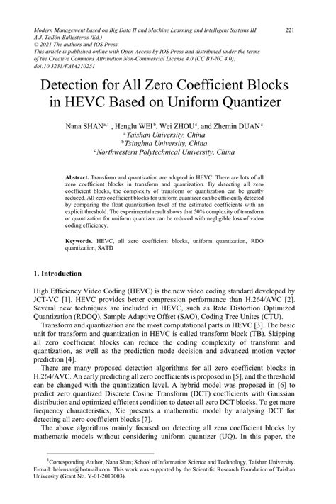 Pdf Detection For All Zero Coefficient Blocks In Hevc Based On