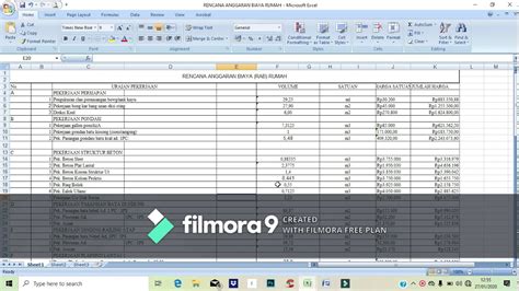 Rencana Anggaran Biaya Bangunan Excel Roofper