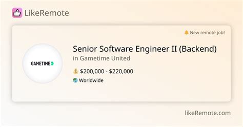 📩 Senior Software Engineer Ii Backend At 🏢 Gametime United Salary 💰200000 220000 📍