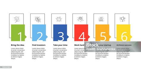 6 단계 서클 비즈니스 프로세스 차트 인포 그래픽입니다 원형 회사 워크플로 그래픽 요소입니다 회사 순서도 프레젠테이션 슬라이드