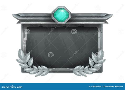 Game Ui Stone Frame Vector Medieval Rock Background Fantasy Metal Square Interface Panel
