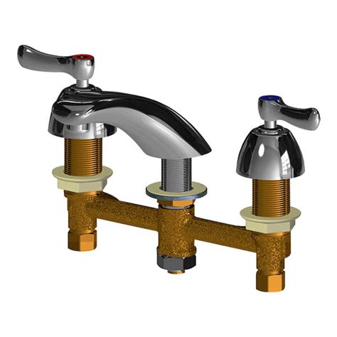 Chicago Faucets 404 Abcp 2 2 Gpm Deck Mounted Faucet With 8 Fixed Centers And 2 3 8 Lever Handles
