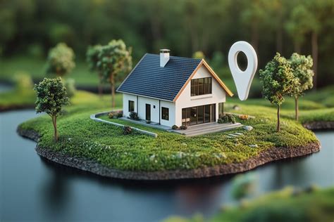 Real Estate Marketing Concept House Model With Location Pin For