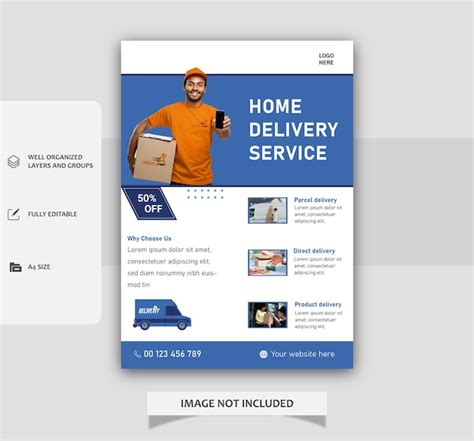 Premium Vector Vector Delivery Poster Of Flyer Template With Photo